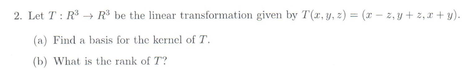 Solved Let T:R3→R3 ﻿be the linear transformation given by | Chegg.com