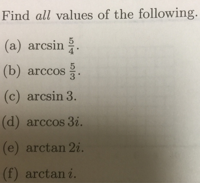 Solved Find all values of the following. arcsin 5/4. | Chegg.com
