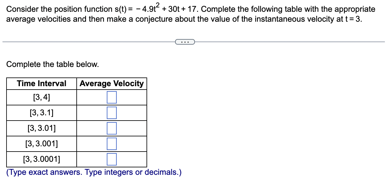Solved Consider The Position Function S T −4 9t2 30t 17