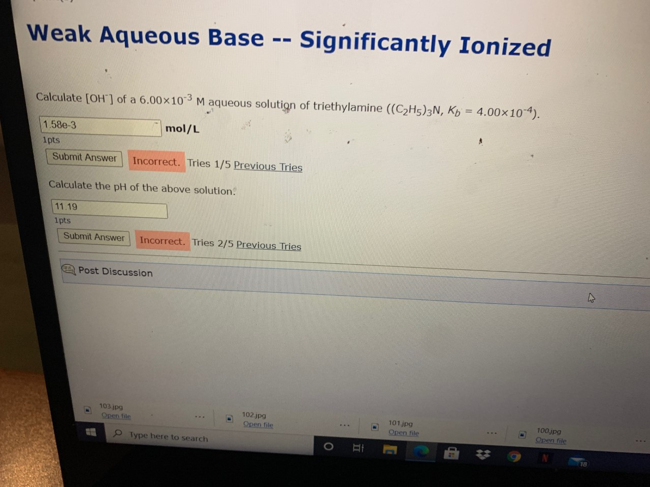 Solved Weak Aqueous Base Significantly Ionized Calculate | Chegg.com