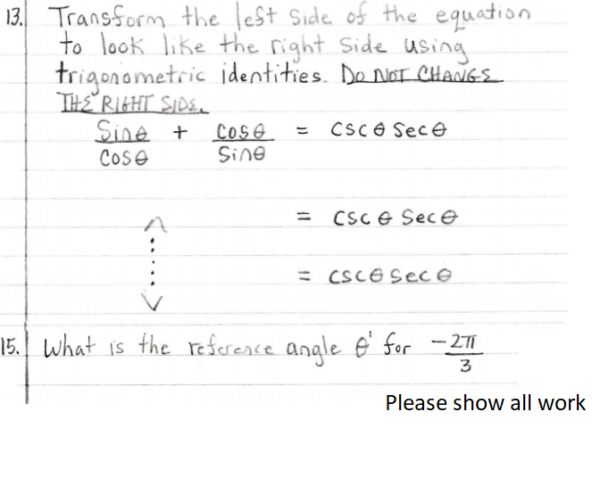 Solved 13. Transform the left side of the equation to look | Chegg.com