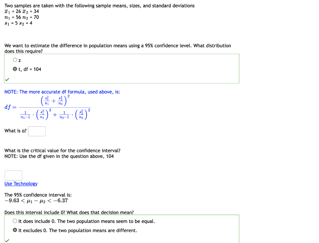 Solved Two samples are taken with the following sample | Chegg.com