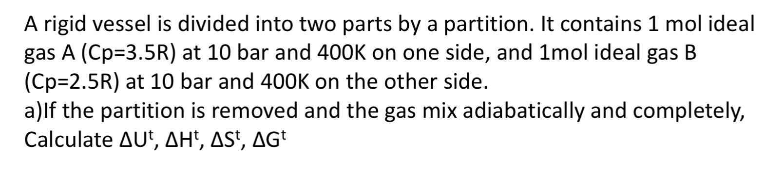 Solved A rigid vessel is divided into two parts by a | Chegg.com