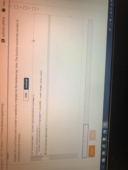 Solved E zyBooks catalog Help/ Register the countchars event | Chegg.com