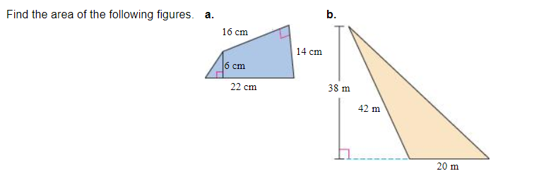 Solved Find the area of the following figures. a.b. | Chegg.com