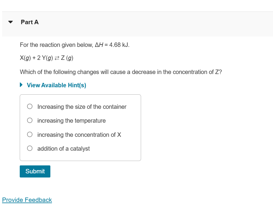 Solved Part AFor the reaction given below, | Chegg.com