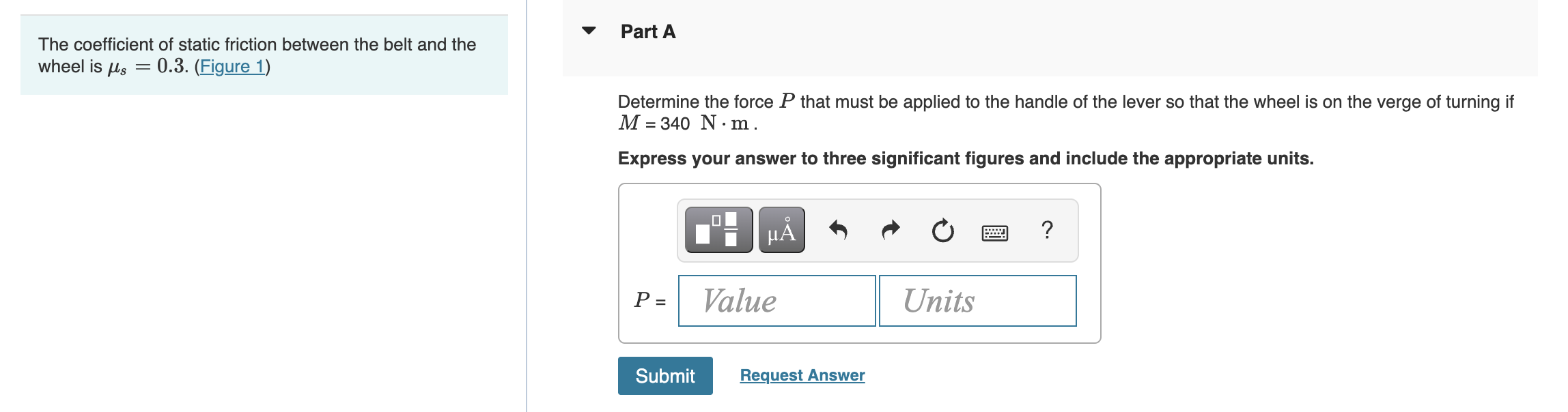 Solved The coefficient of static friction between the belt | Chegg.com