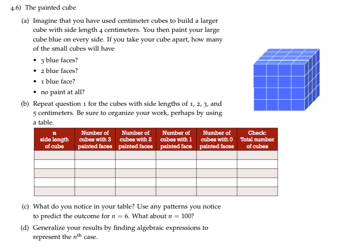 Solved 4.6) The painted cube (a) Imagine that you have used | Chegg.com