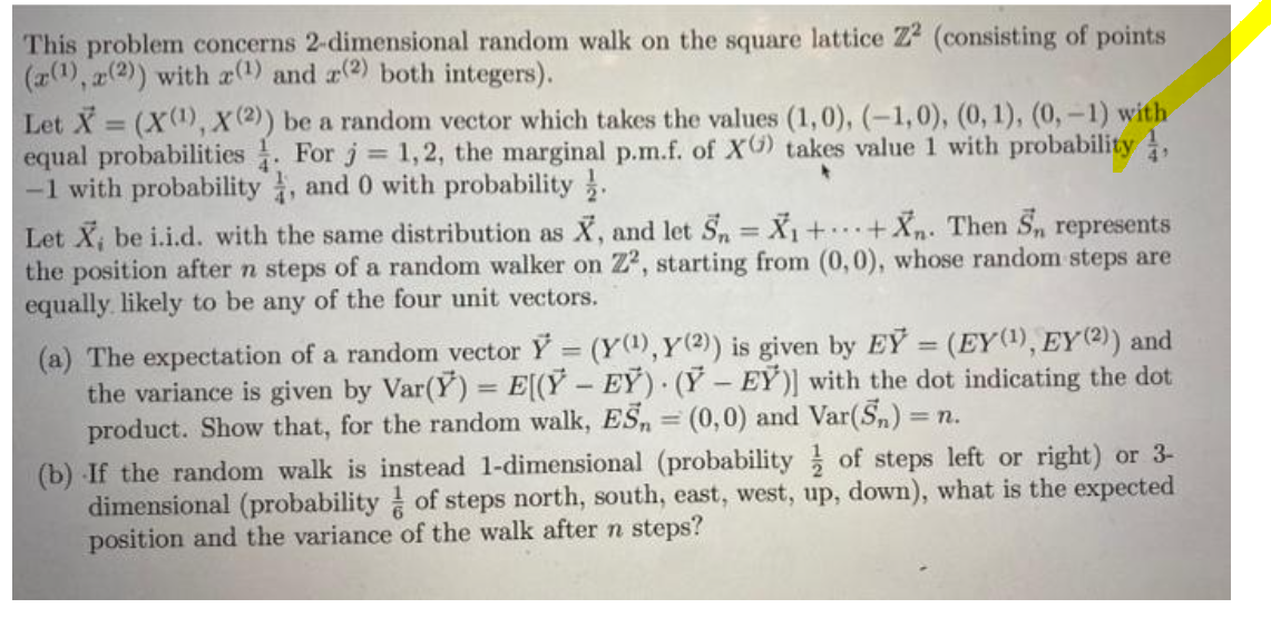 Solved This problem concerns 2 dimensional random walk on | Chegg.com