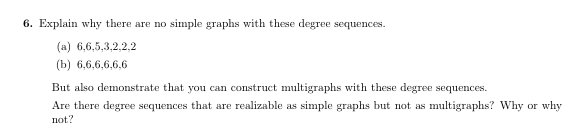 Solved 6. Explain why there are no simple graphs with these | Chegg.com