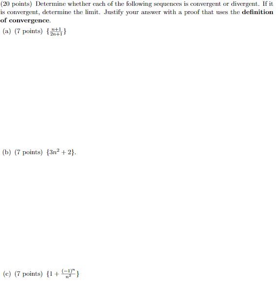 Solved (20 points) Determine whether each of the following | Chegg.com