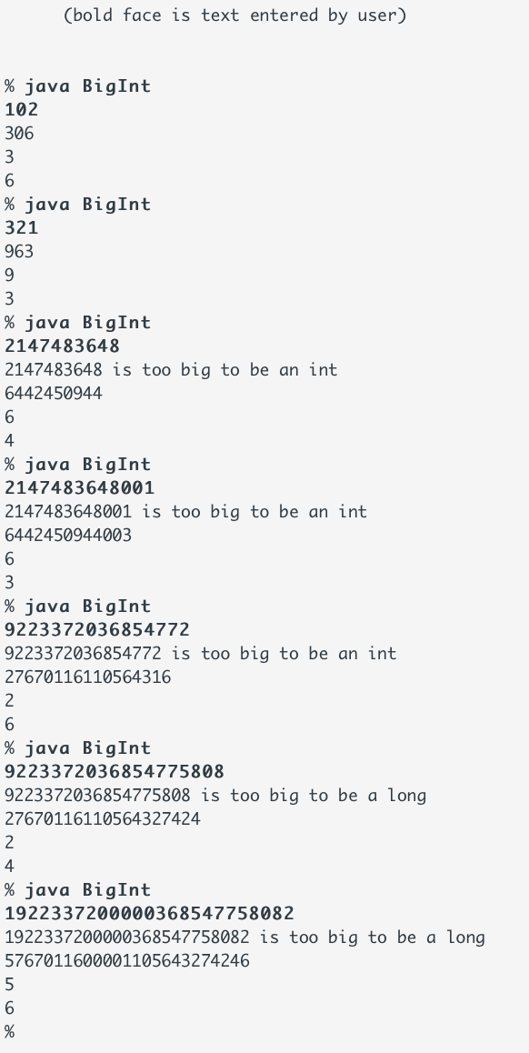 Solved write a class called BigInt that contains the main | Chegg.com