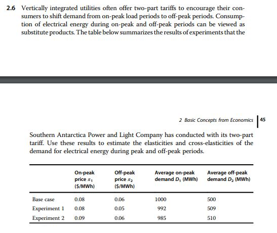 Solved 2.6 Vertically integrated utilities often offer | Chegg.com