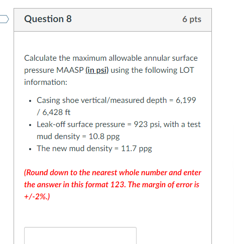 Solved Calculate the maximum allowable annular surface | Chegg.com