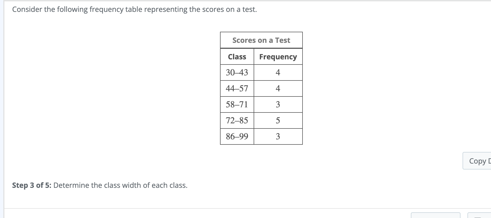 Solved Step 1 of 5: Determine the lower class boundary for | Chegg.com