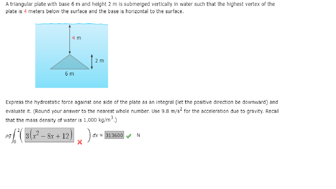 Solved A triangular plate with base 6 m and height 2 m is | Chegg.com