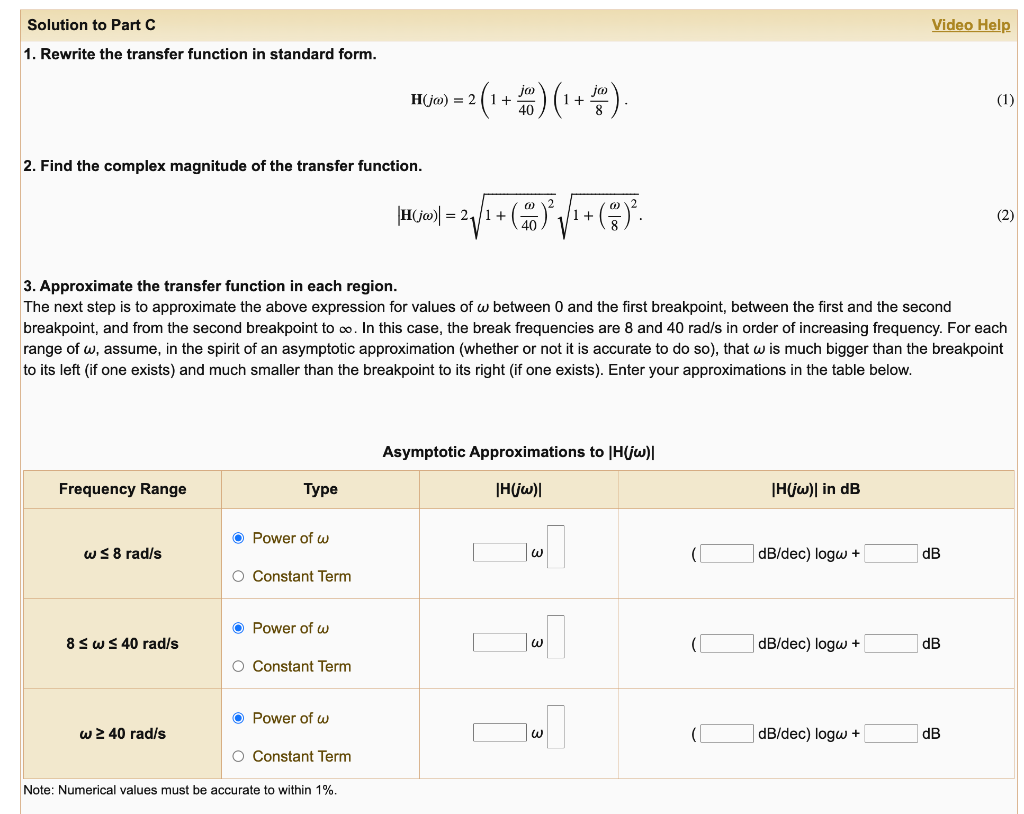 Solved 1. Rewrite the transfer function in standard form. | Chegg.com