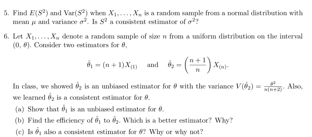 Solved 5. Find E(S2) and Var(S2) when Xi,... , Xn 1s a | Chegg.com