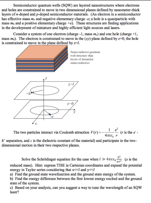 Semiconductor quantum wells (SQW) are layered | Chegg.com
