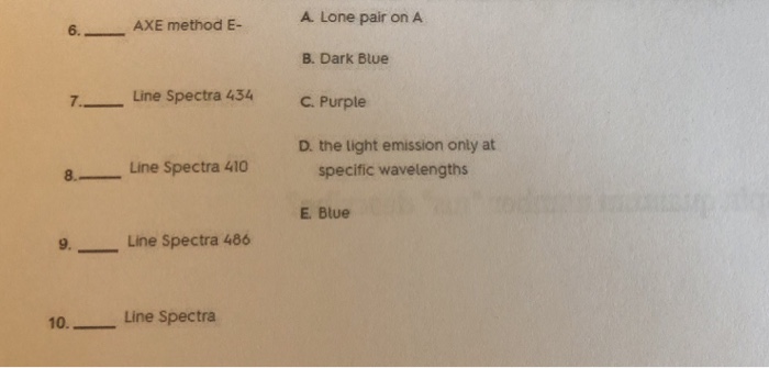 Solved 6.AXE method E- A Lone pair on A B. Dark Blue Line | Chegg.com
