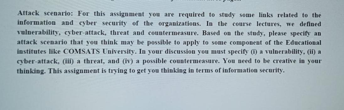Solved Attack scenario: For this assignment you are required | Chegg.com