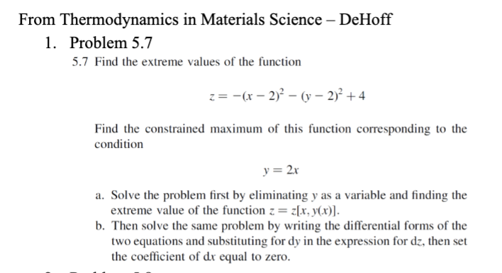 Solved From Thermodynamics in Materials Science - DeHoff 1. | Chegg.com