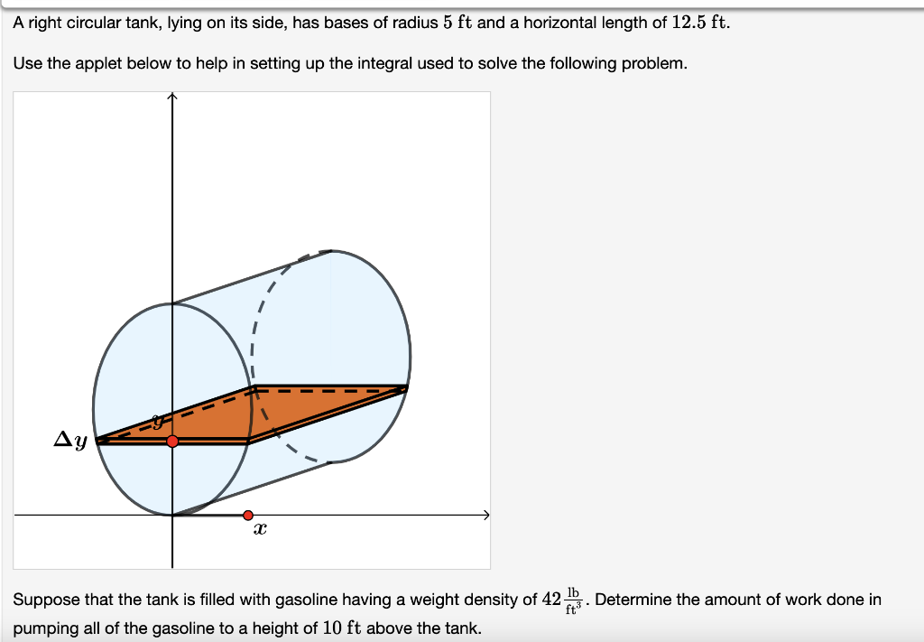 Solved A right circular tank, lying on its side, has bases | Chegg.com