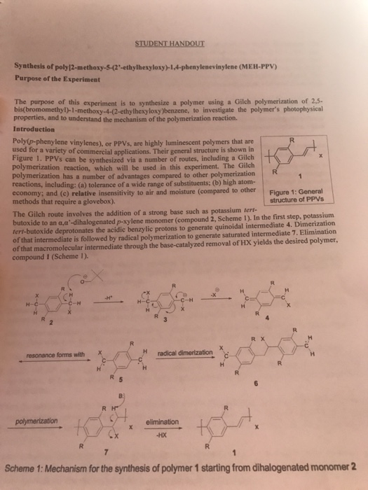 Solved STUDENT HANDOUT Synthesis of | Chegg.com