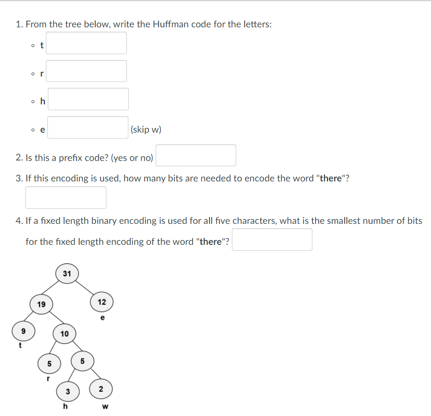 Solved 1. From the tree below, write the Huffman code for | Chegg.com