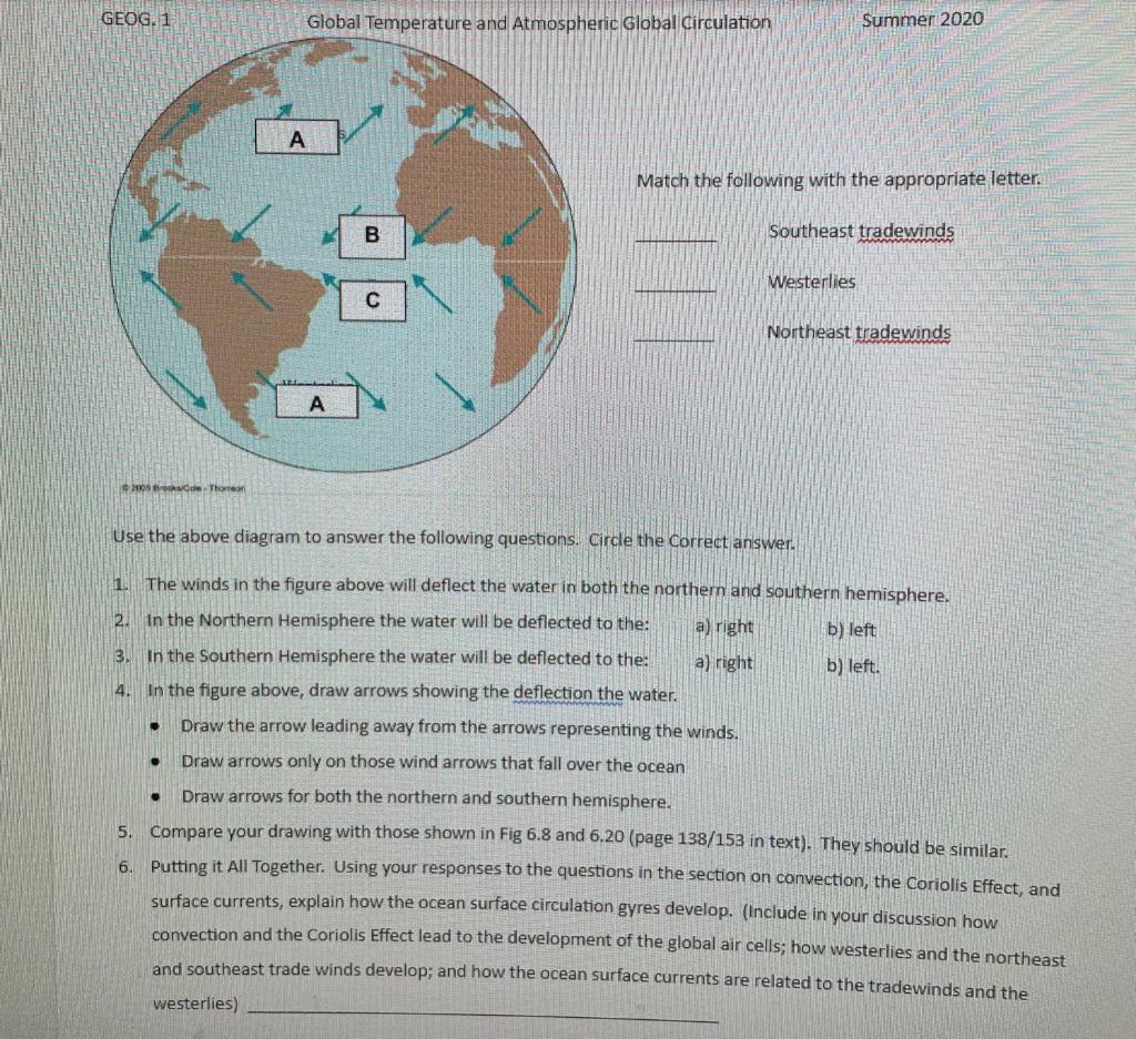 Solved GEOG.1 Global Temperature and Atmospheric Global | Chegg.com