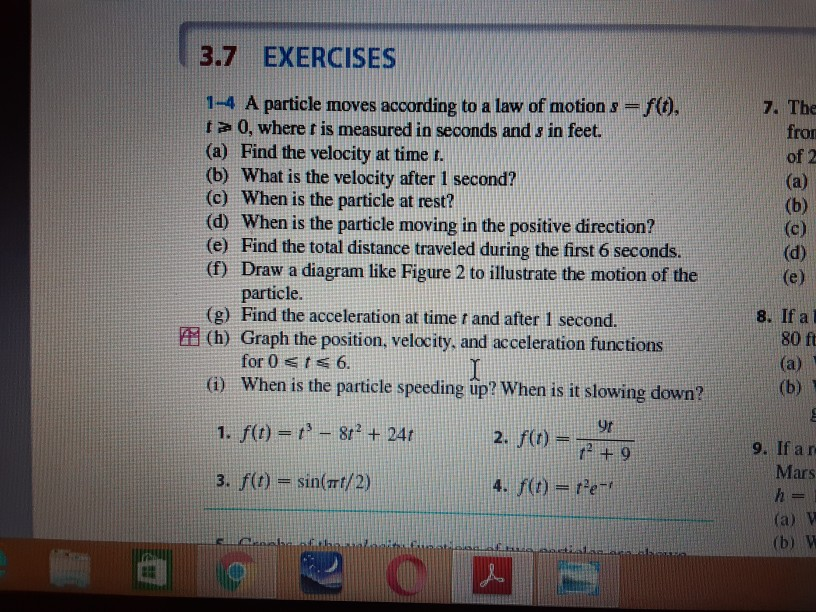 Solved 3.7 EXERCISES 7. The fror of 2 1-4 A particle moves | Chegg.com