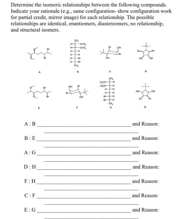 Solved Determine the isomeric relationships between the | Chegg.com