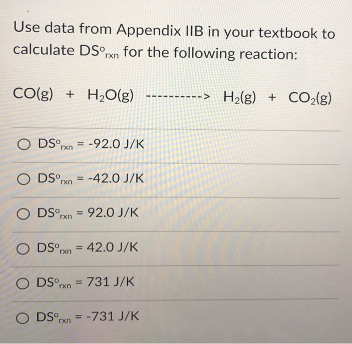 Solved Use Data From Appendix Iib In Your Textbook To