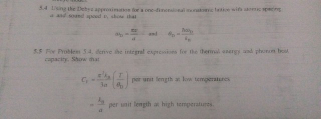 Solved 5.4 Using the Debye approximation for a | Chegg.com