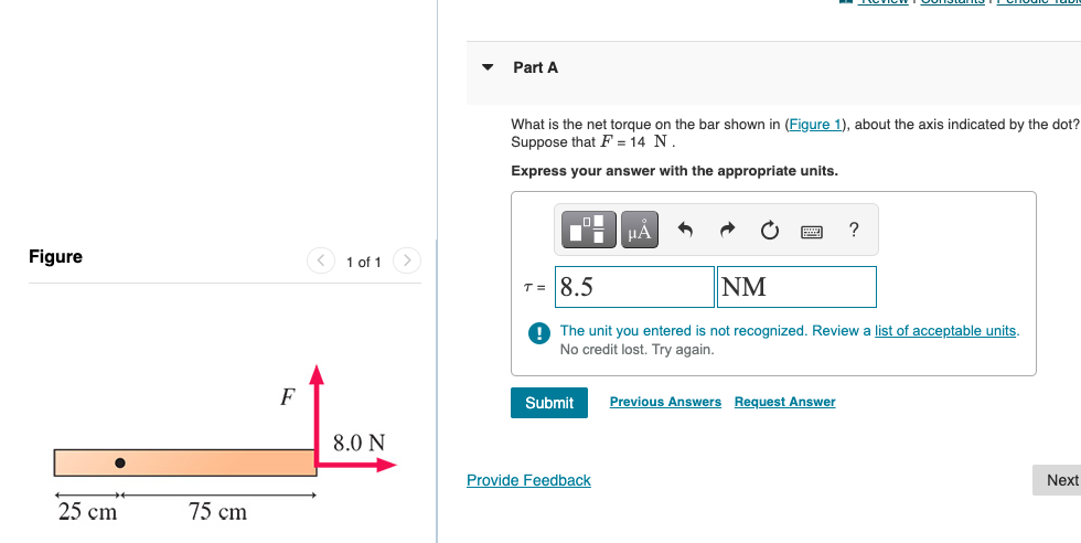 Solved Part A What is the net torque on the bar shown in | Chegg.com