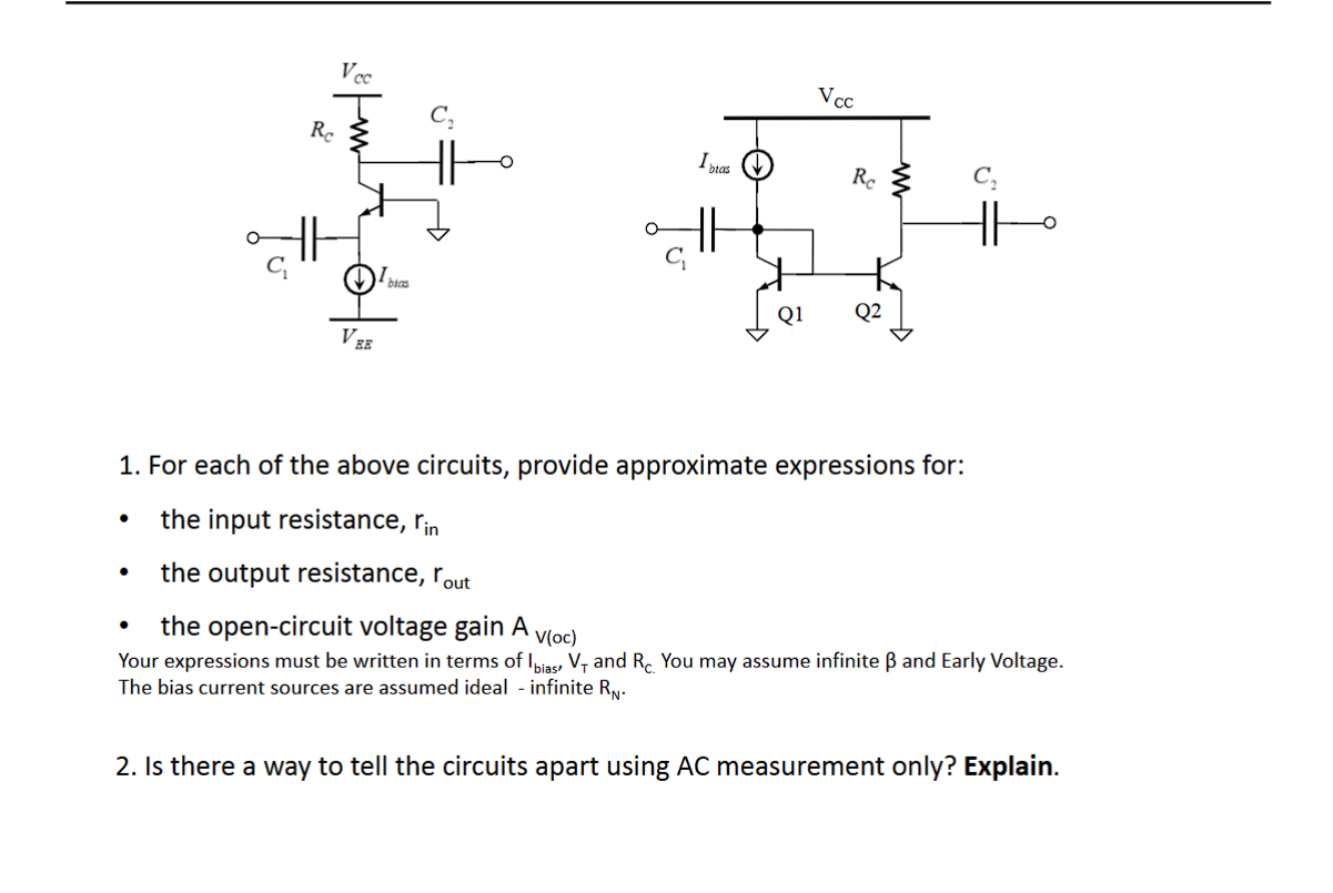 Solved by an EXPERT For each of ﻿the above circuits, provide approximate | Chegg.com