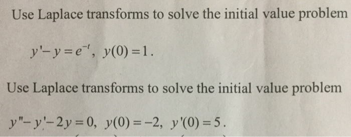 Solved Use Laplace transforms to solve the initial value | Chegg.com
