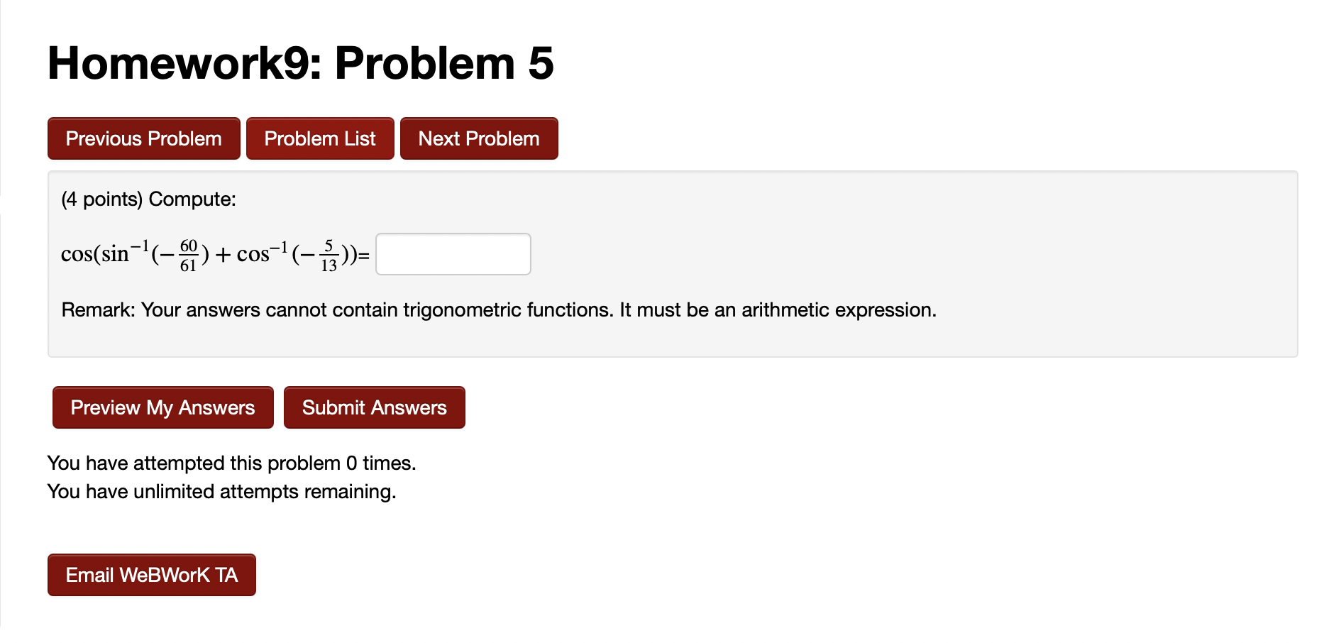 Solved Homework9: Problem 5 Previous Problem Problem List | Chegg.com