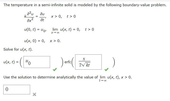Solved The temperature in a semi-infinite solid is modeled | Chegg.com