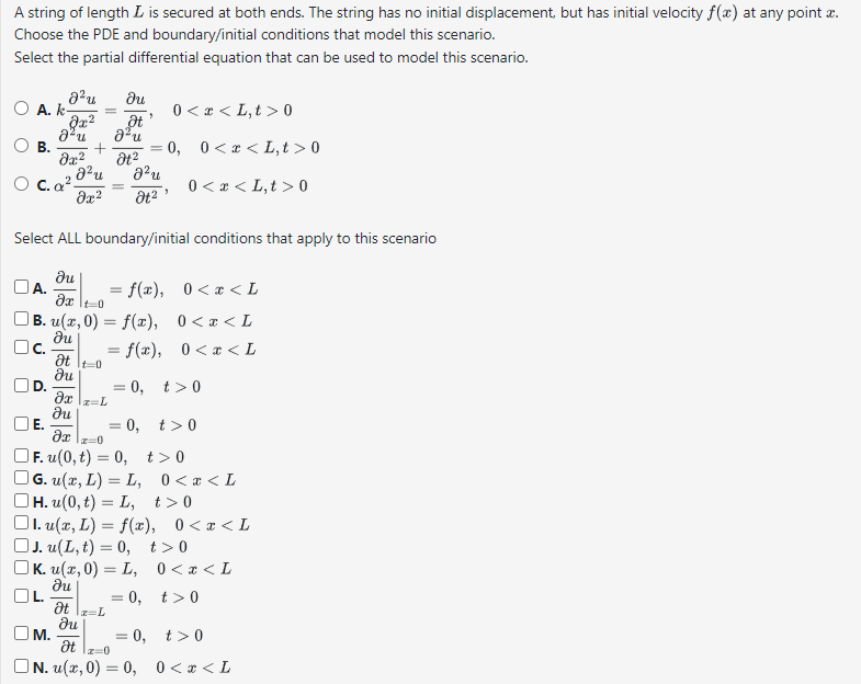Solved A string of length L is secured at both ends. The | Chegg.com