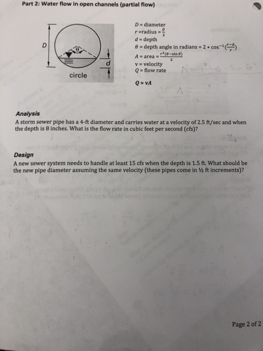 Solved Part 2: Water flow in open channels (partial flow) D | Chegg.com