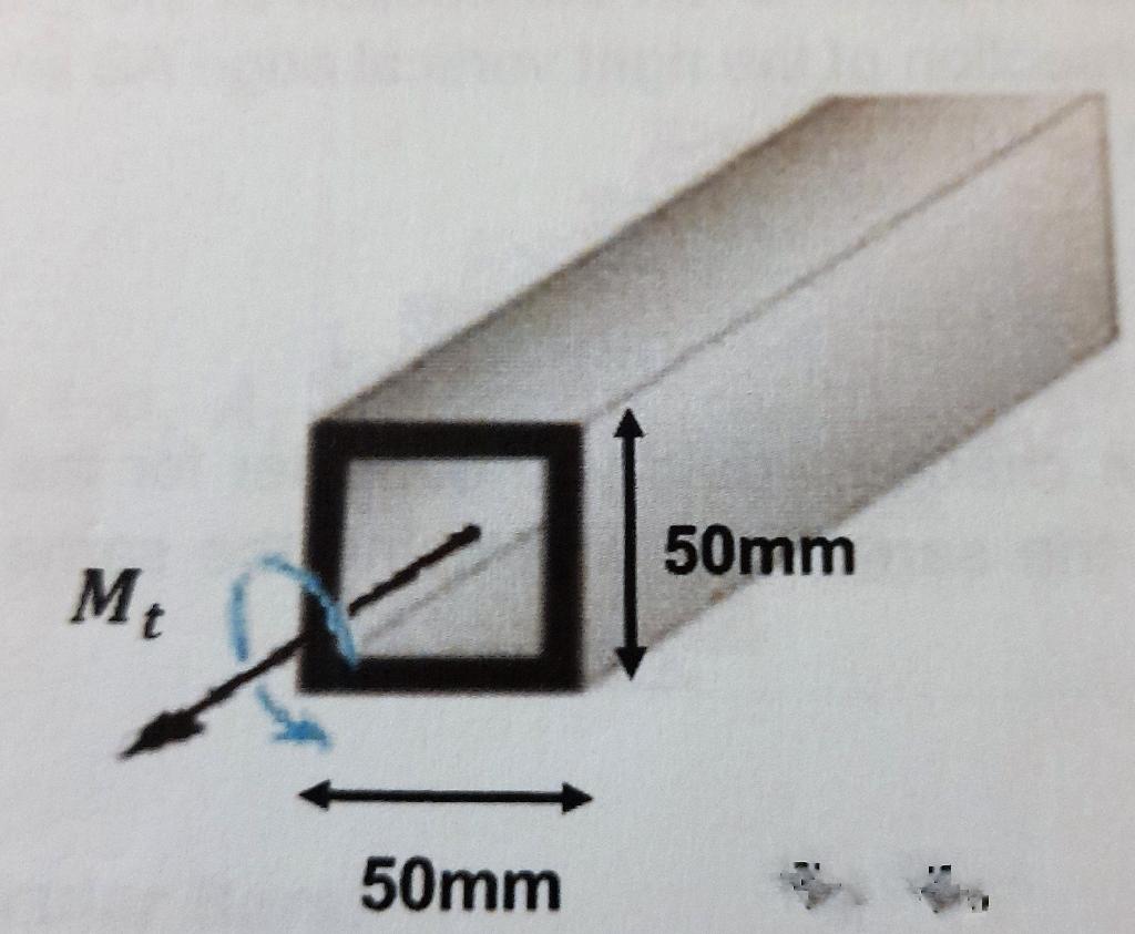 Solved The square tube shown has a uniform wall thickness of | Chegg.com
