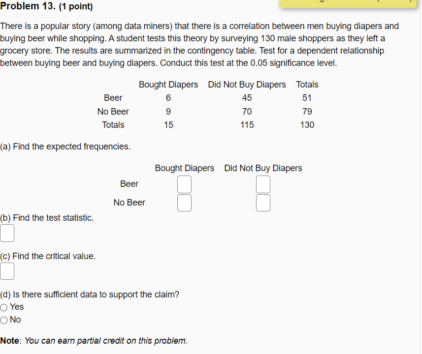 Solved Problem 13. (1 point) There is a popular story | Chegg.com
