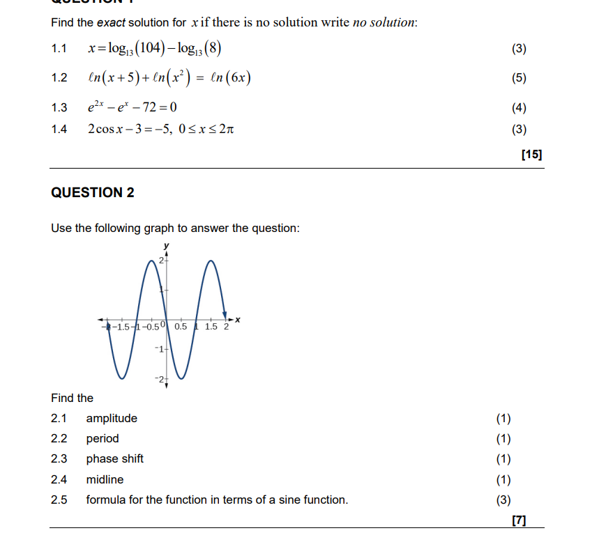 Solved Find the exact solution for x if there is no solution | Chegg.com