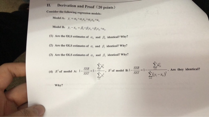 Solved II. Derivation and Proof (20 points Consider the | Chegg.com