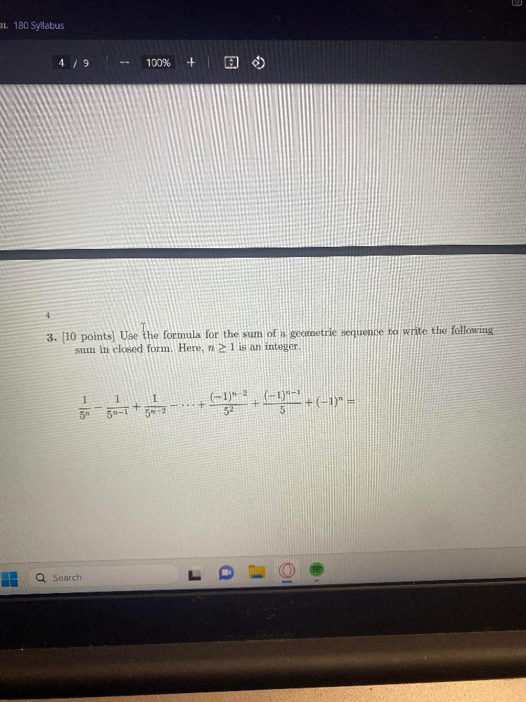 Solved 3. [10 points] Use the formula for the sum of a | Chegg.com