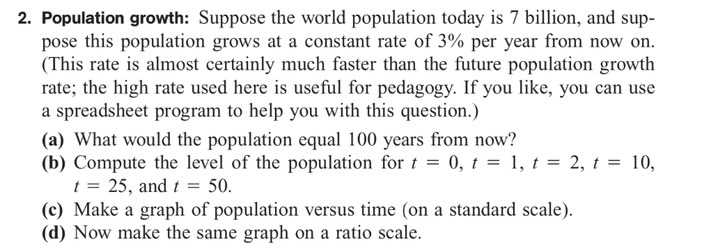 Solved 2. Population growth: Suppose the world population | Chegg.com