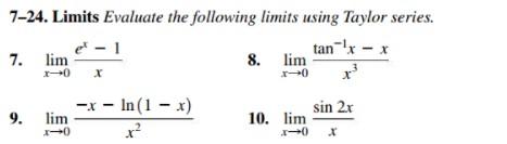 Solved 7-24. Limits Evaluate the following limits using | Chegg.com