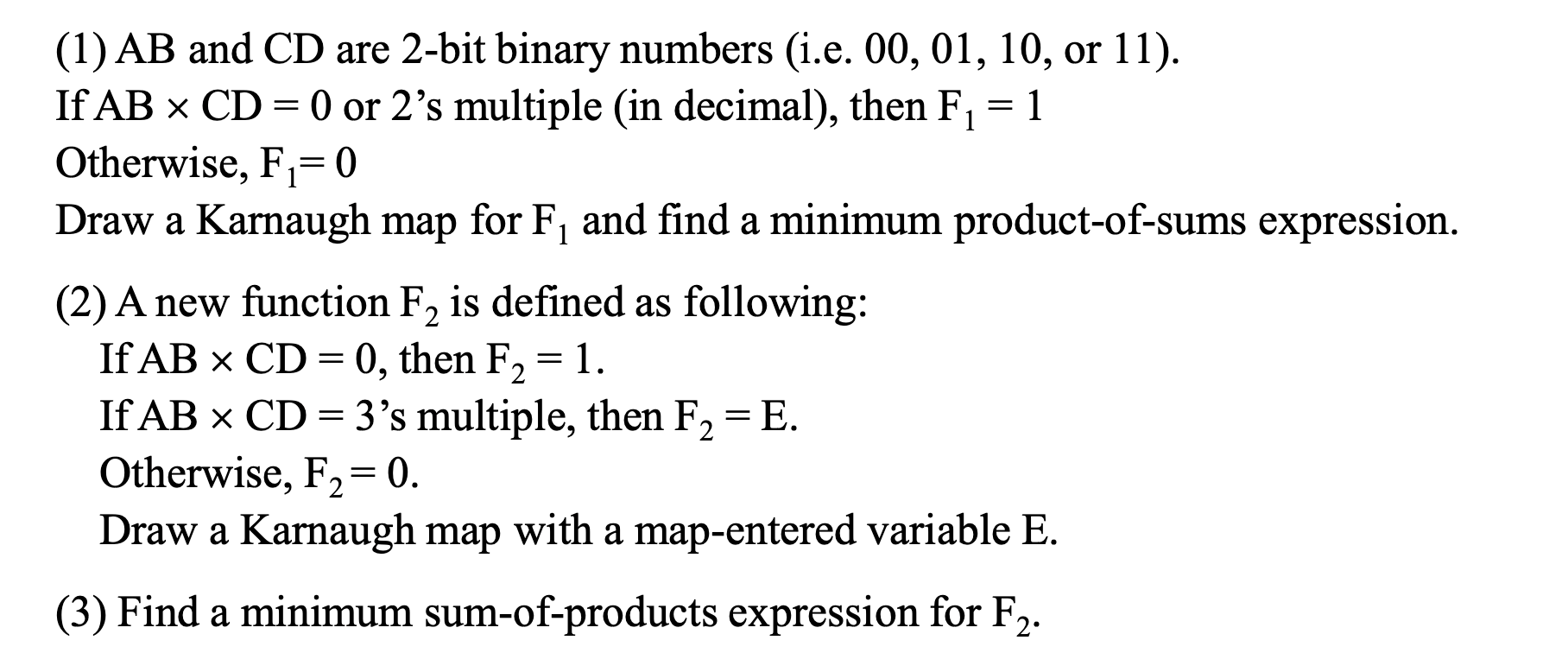 Solved 1 A 1 Ab And Cd Are 2 Bit Binary Numbers Ie 
