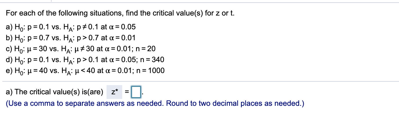 Solved For each of the following situations, find the | Chegg.com